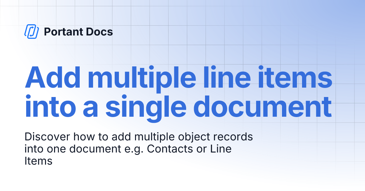 Add Multiple Line Items Into A Single Document Portant Docs 5614