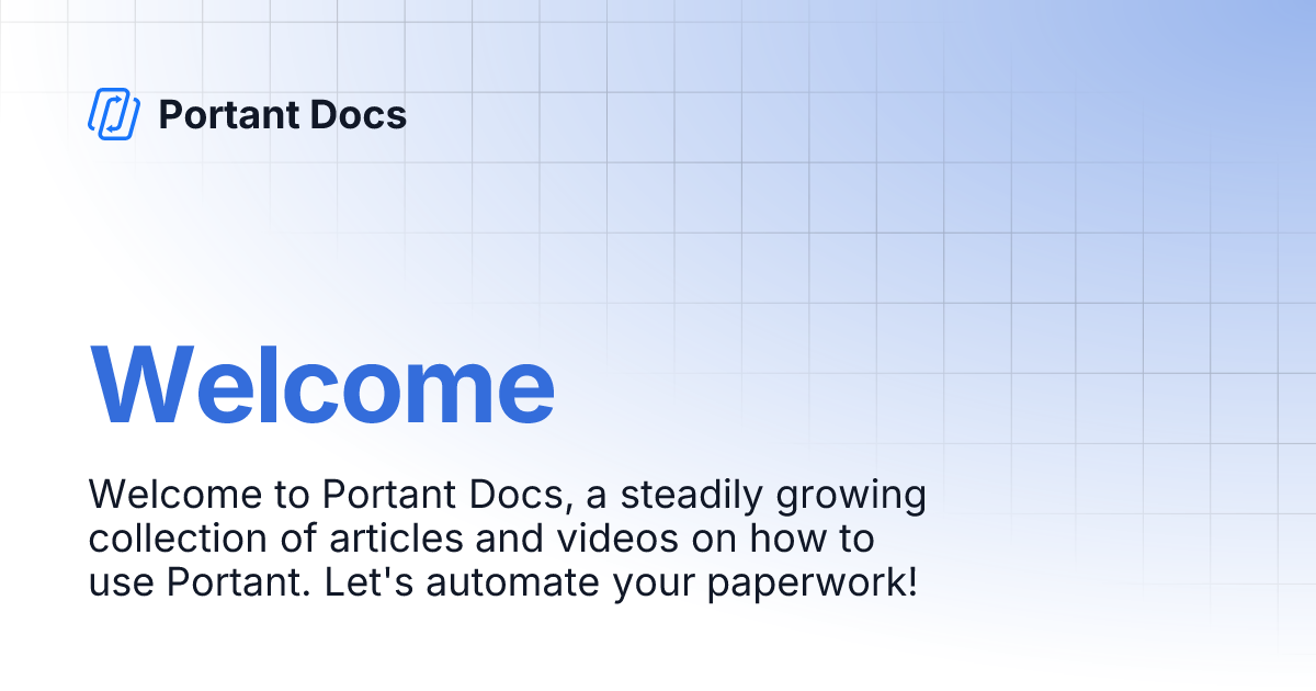 Welcome | Portant Docs